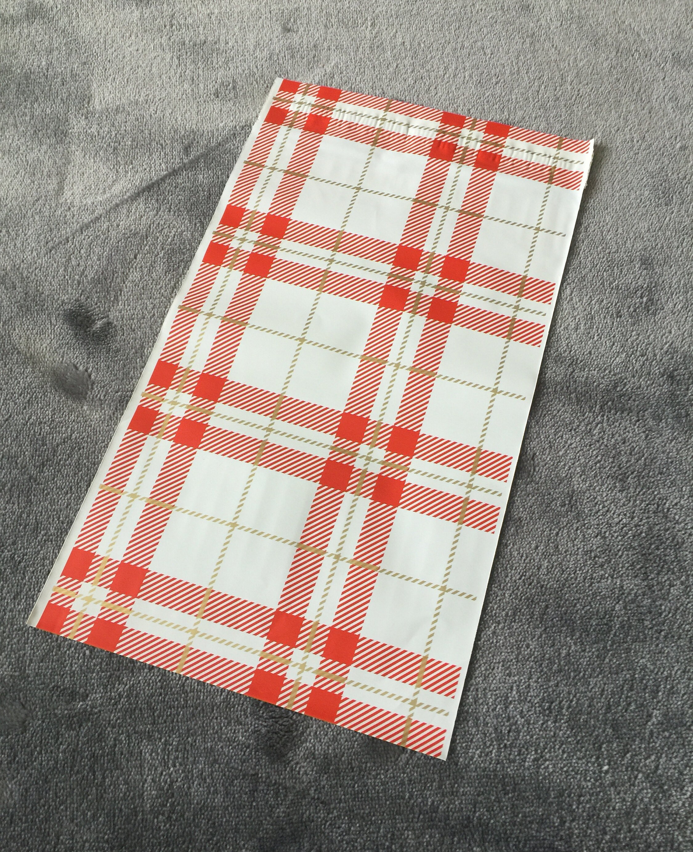 50 6x9 RED PLAID Poly Mailers Winter Christmas Envelopes Shipping Bags ...
