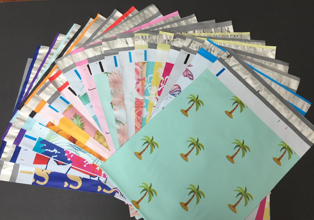 100 Assorted Designer Poly Mailer 10x13 Cactus Palm Trees Owls ...