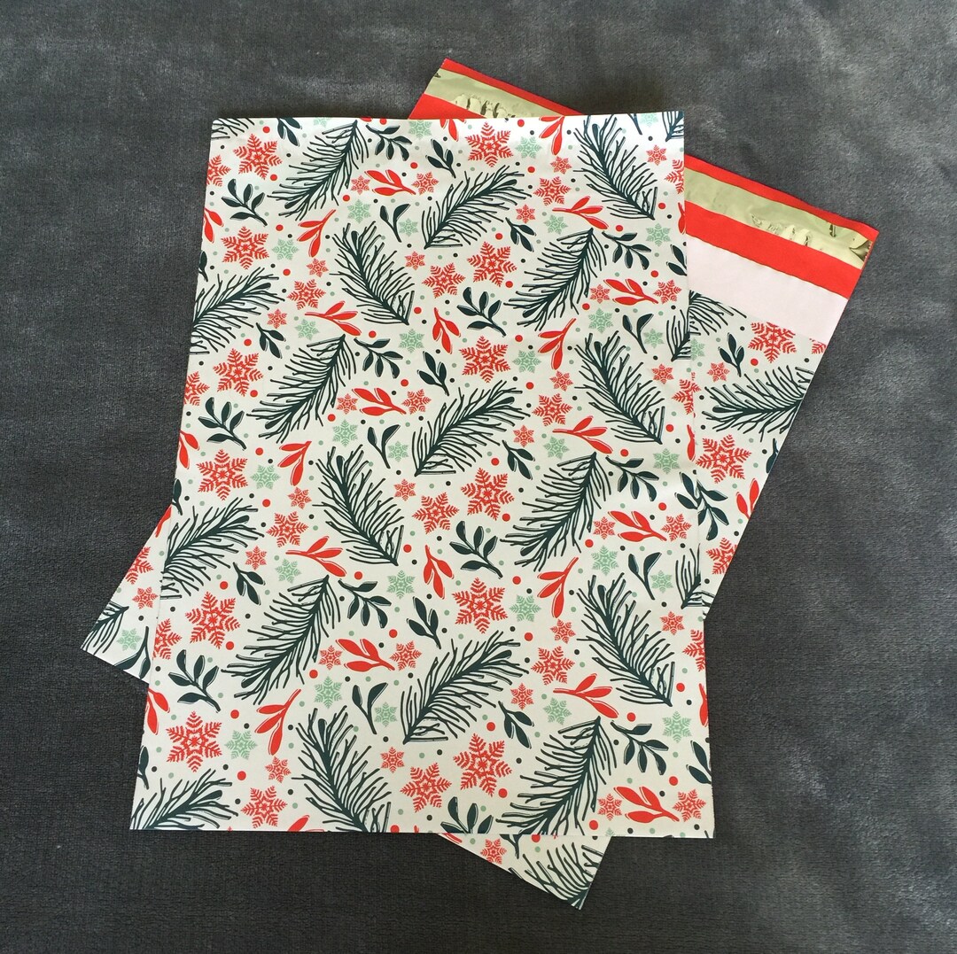 25 10x13 SNOWFLAKES and EVERGREEN Poly Mailers Christmas Envelopes ...