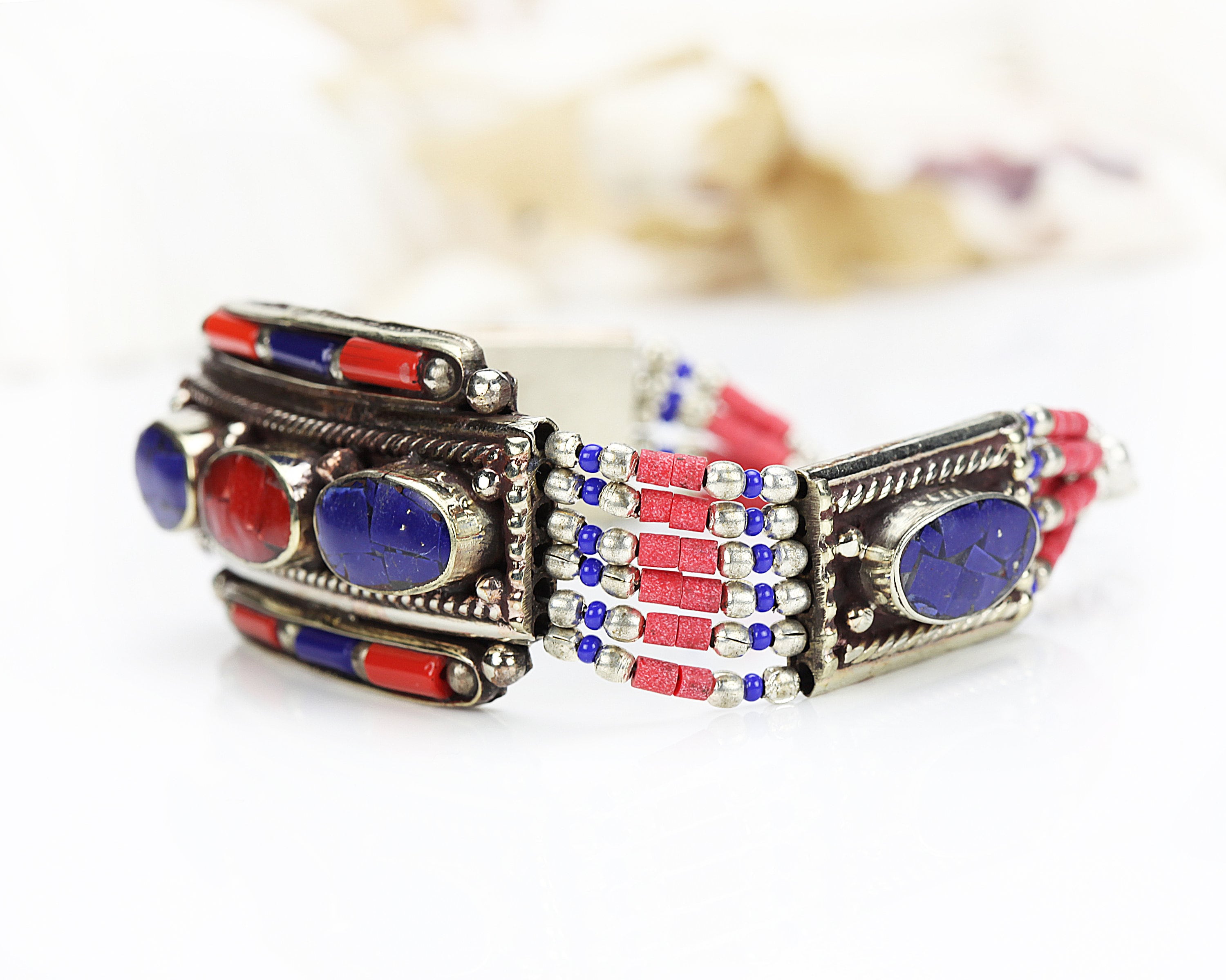Bohemian Bracelet / Statement Ethnic Boho Bracelet / Tibetan Handmade ...