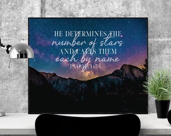 Scripture Wall Art Psalm 147:4 He Counts the Stars and - Etsy