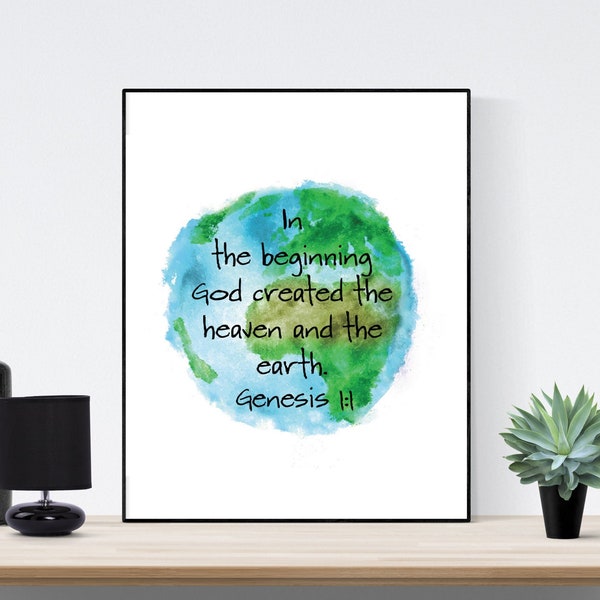 In the Beginning God Created the Heavens and the Earth - Etsy