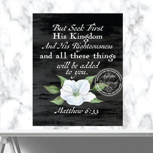 Matthew 6:33 Christian Wall Art Bible Verse Home Decor Inspirational ...