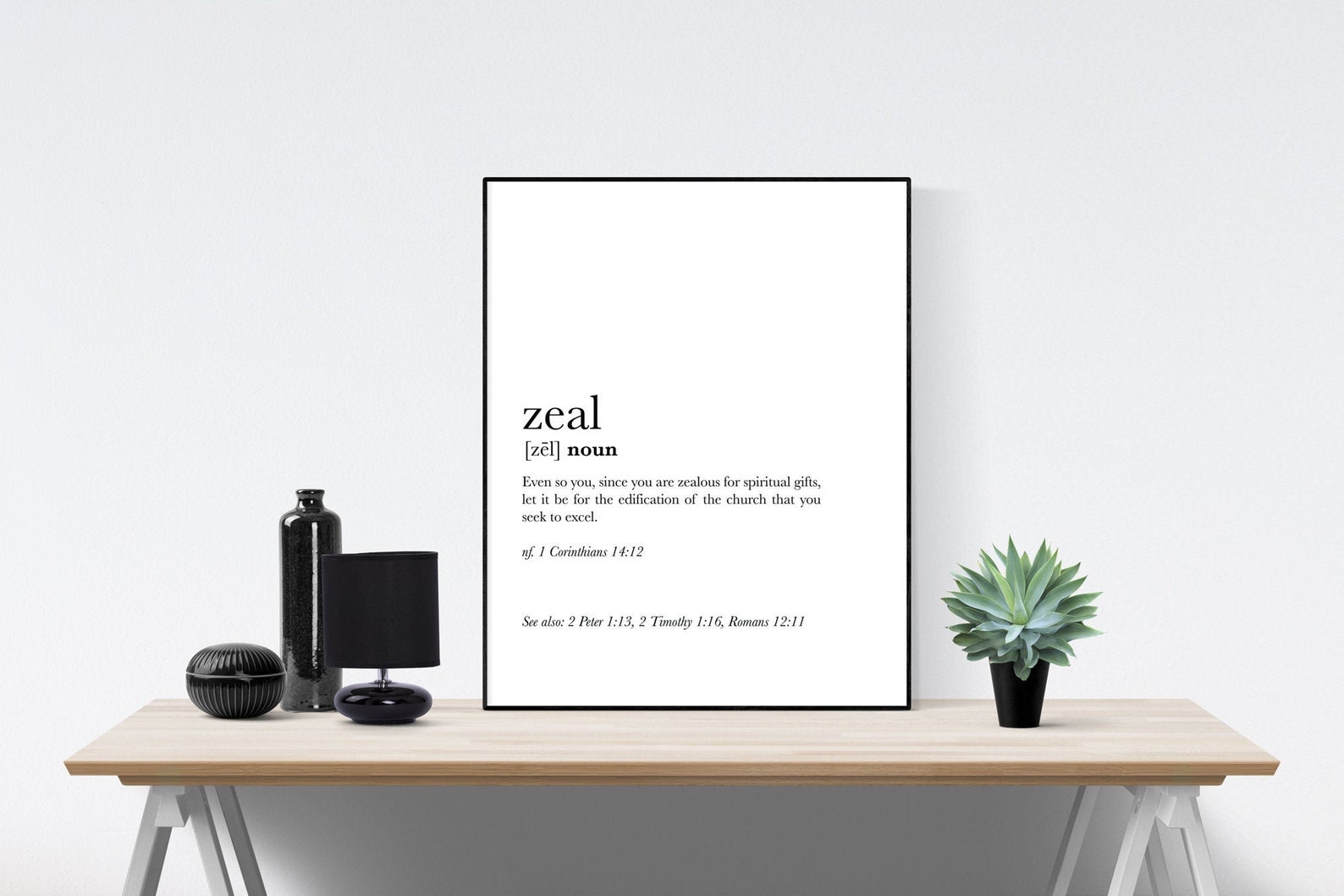 Zeal Definition 1 Corinthians 14:12 Bible Verses Art - Etsy