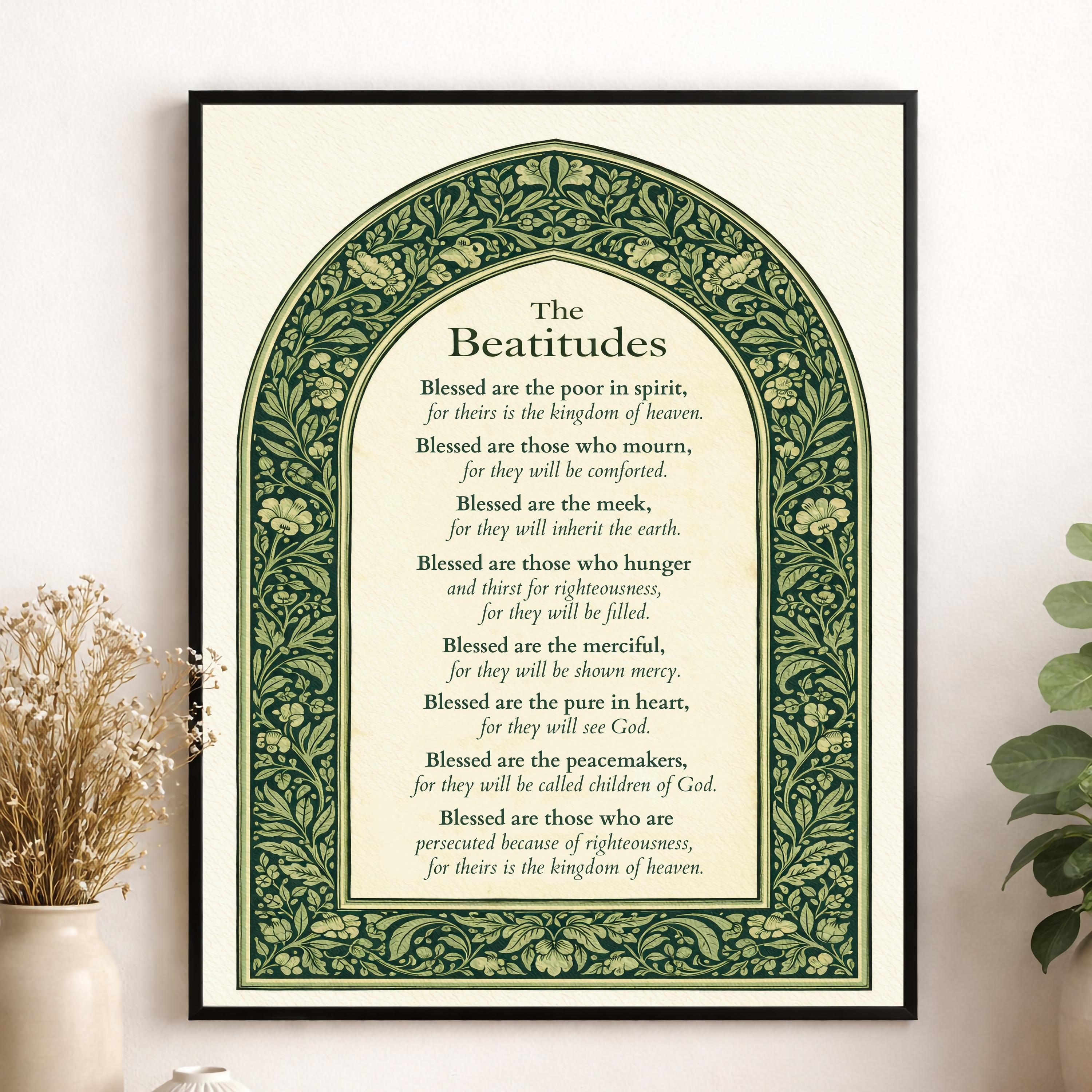 Beatitudes Wall Art Print | Vintage | Christian Bible Verse | Matthew 5 ...