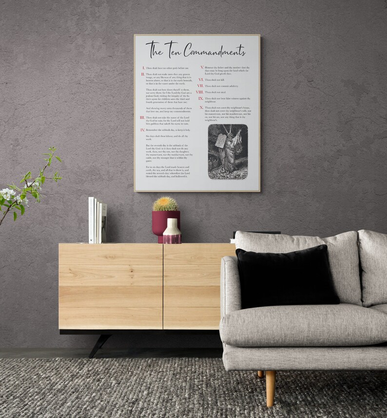 The Ten Commandments Moses Exodus 20 Full Scripture Text - Etsy
