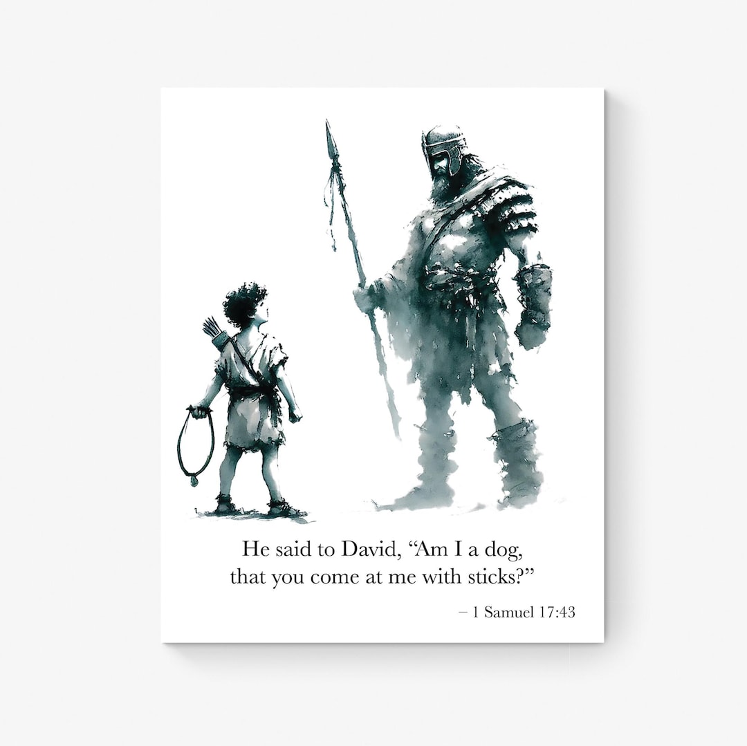 David and Goliath | 1 Samuel 17:43 | Bible Verse Print | Christian Wall ...