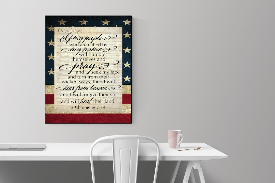 2 Chronicles 7:14 Art Print | Patriotic Scripture Home Wall Decor ...