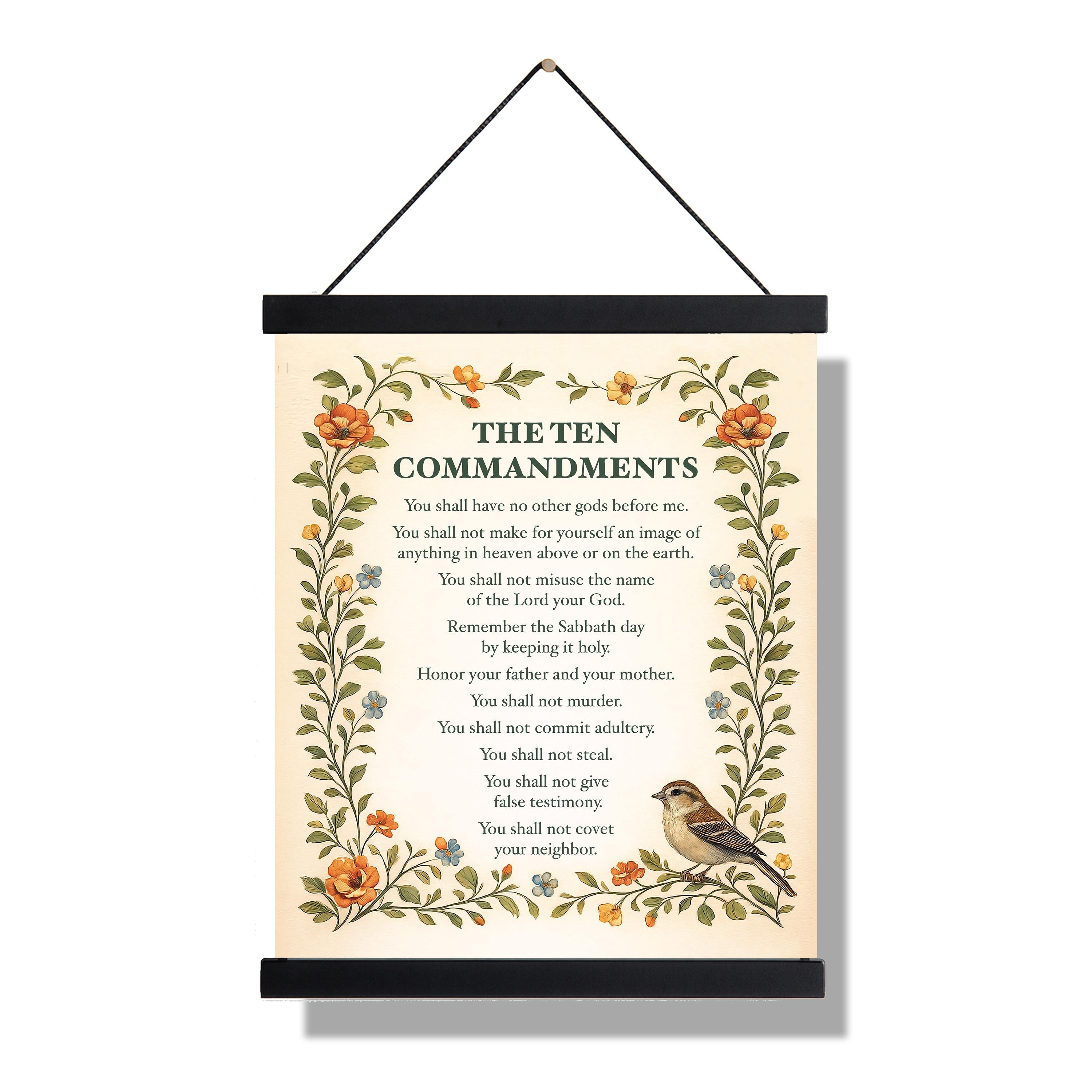 Ten Commandments Art Print | Christian Exodus 20 | Bird | Bible Verse ...