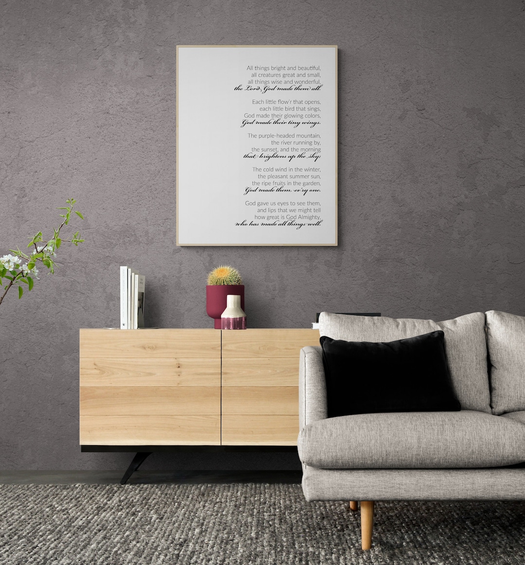 All Things Bright and Beautiful Hymn Art Print – Christian Poem Print ...