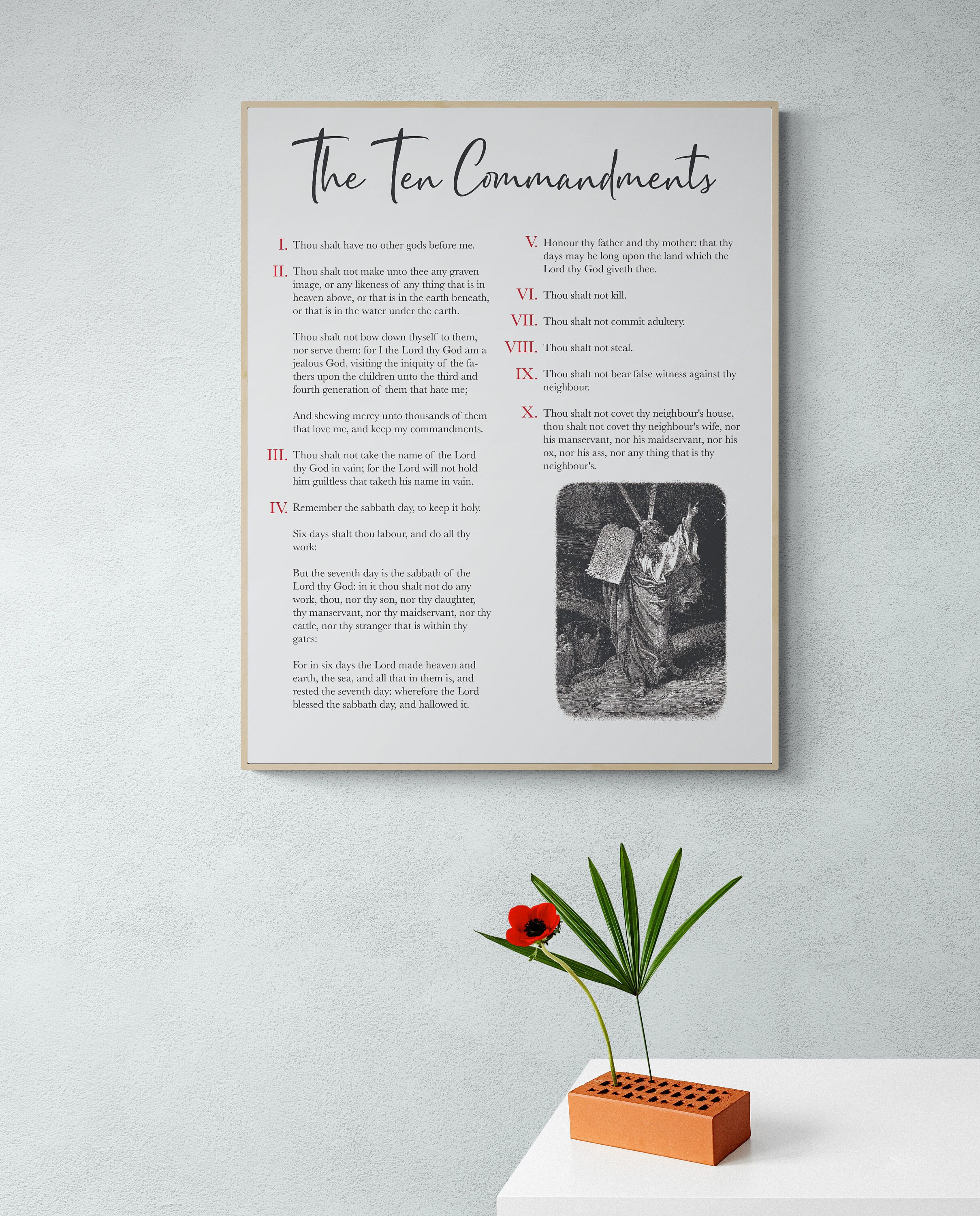 The Ten Commandments Moses Exodus 20 Full Scripture Text - Etsy