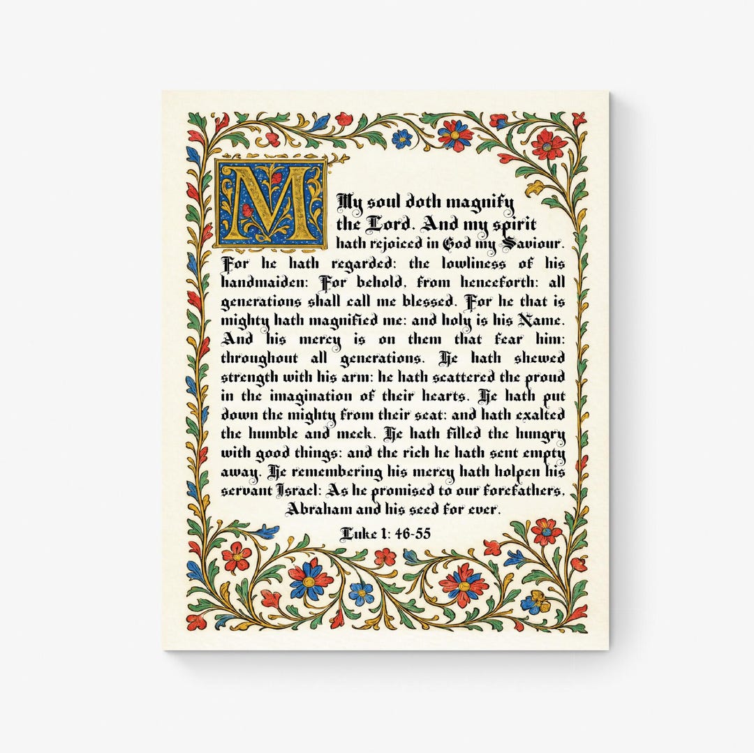 Magnificat Art Print | Luke 1:46 | Vintage Home Decor | Ancient ...