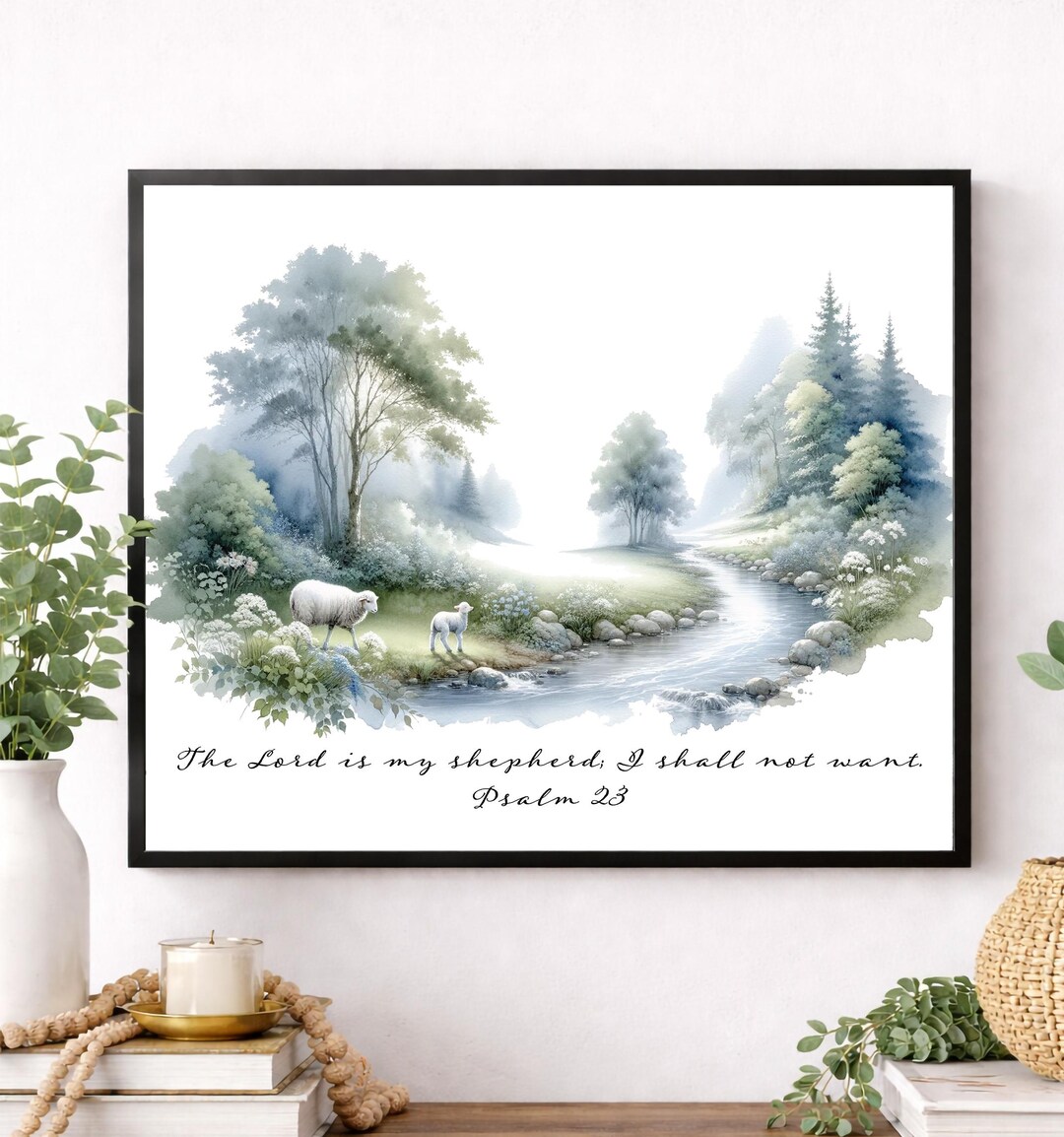 Psalm 23 Wall Art Print | Bible Verse | the Lord is My Shepherd ...