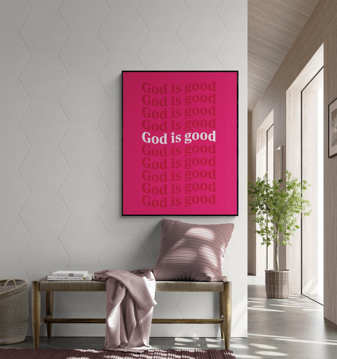 God is Good | Preppy Aesthetic Typography | Faith Bible Verse Wall ...