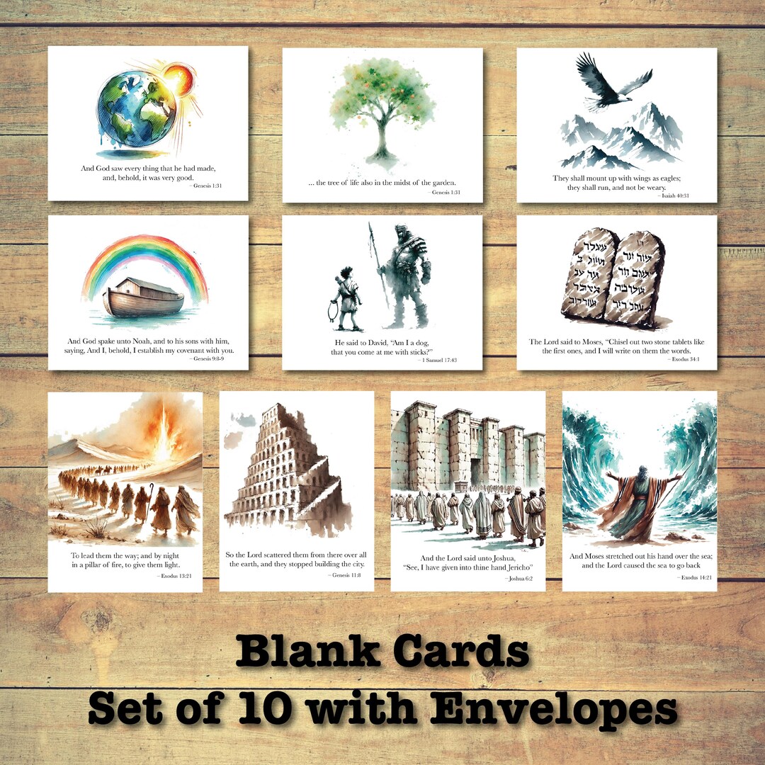 Bible Verse Greeting Cards | Set of 10 | Blank Inside | Christian ...