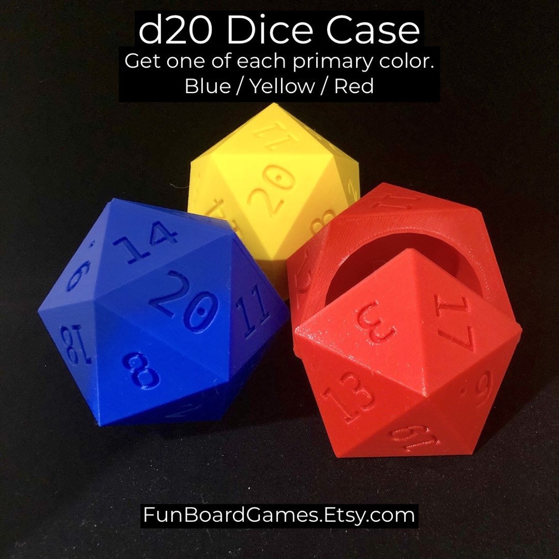 D20 Dice Case Storage Container w Magnetized Lid Large Fits | Etsy