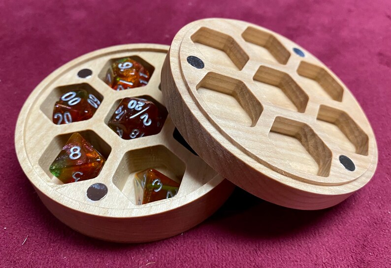 Round Dice Case - Magnetized Storage Container - Fits 7 16mm RPG or D6 ...