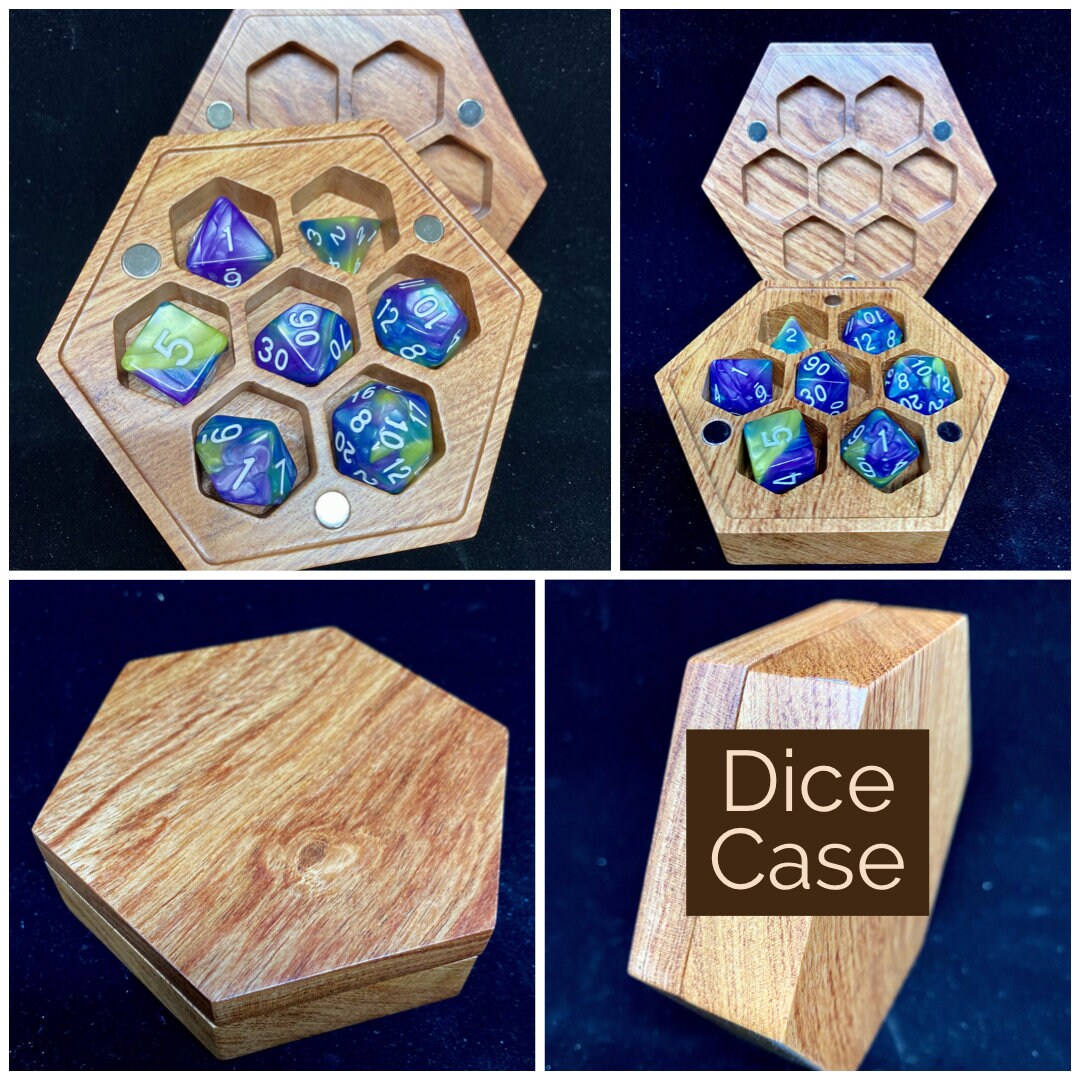 Hexagonal Dice Case - Magnetized Storage Container - Fits 7 16mm RPG or ...