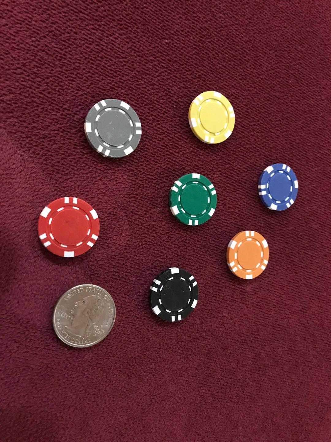 Mini Poker Chips, 22mm diameter, 3mm thick, 2 grams weight. Great for ...