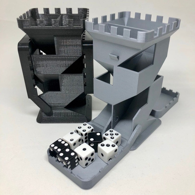 Castle Dice Tower With Folding Dice Trays - Double Sided - 5 1/8