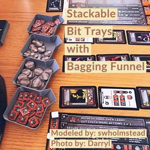 Stackable Board Game Token Trays With Bagging Funnel - Set of Eight (8 ...