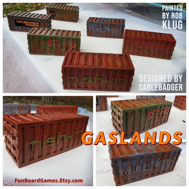 Shipping Containers for Miniatures Wargaming - HO 20mm - Set of Six (6 ...
