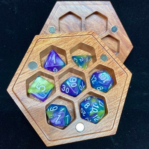 Hexagonal Dice Case - Magnetized Storage Container - Fits 7 16mm RPG or ...