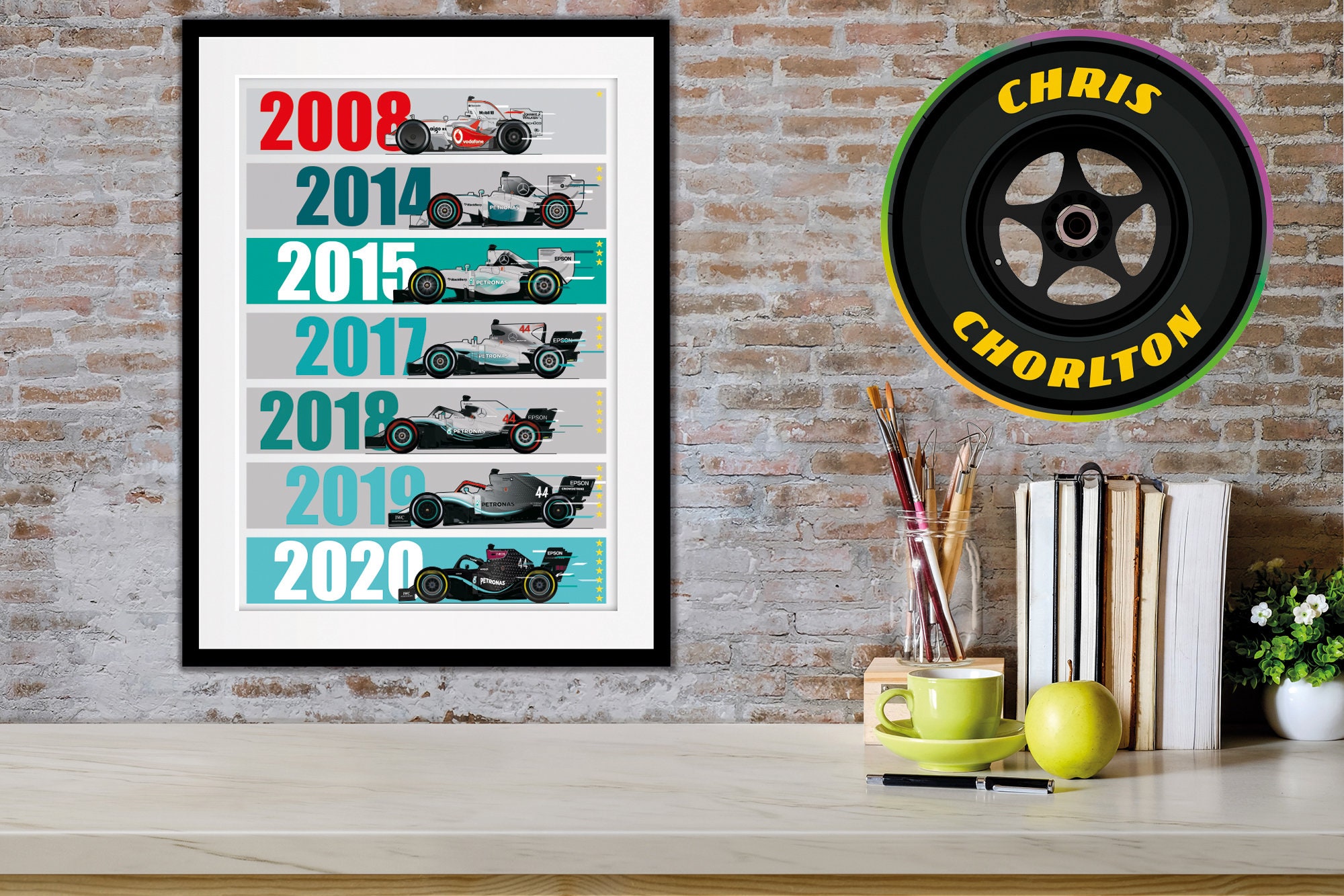 Lewis Hamilton 7 Championship Cars Poster A4 & A3 - Etsy