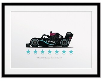 Lewis Hamilton 7 Times Mercedes W11 Poster A4 & A3 | Etsy