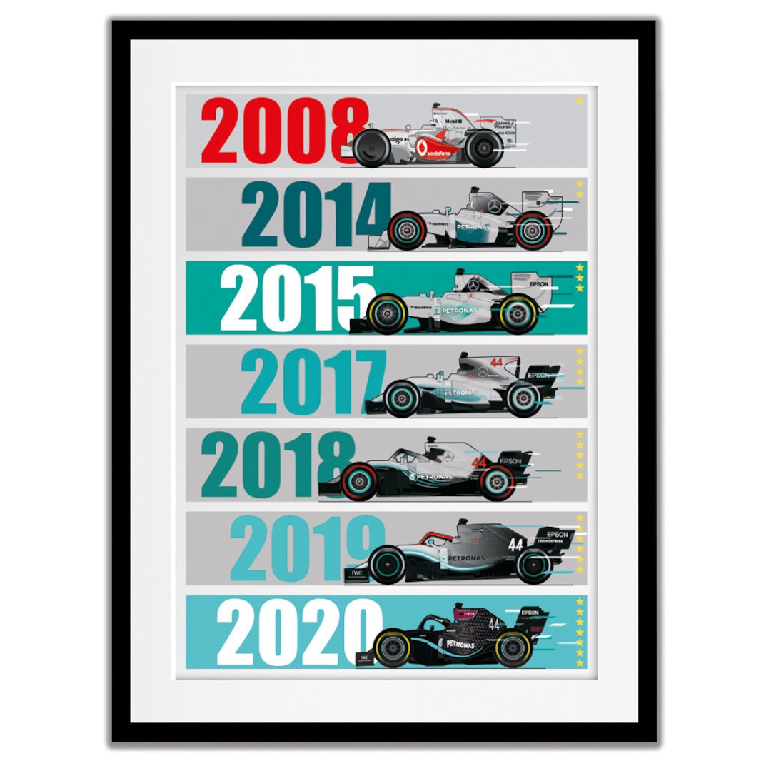 Lewis Hamilton 7 Championship Cars Poster A4 & A3 - Etsy