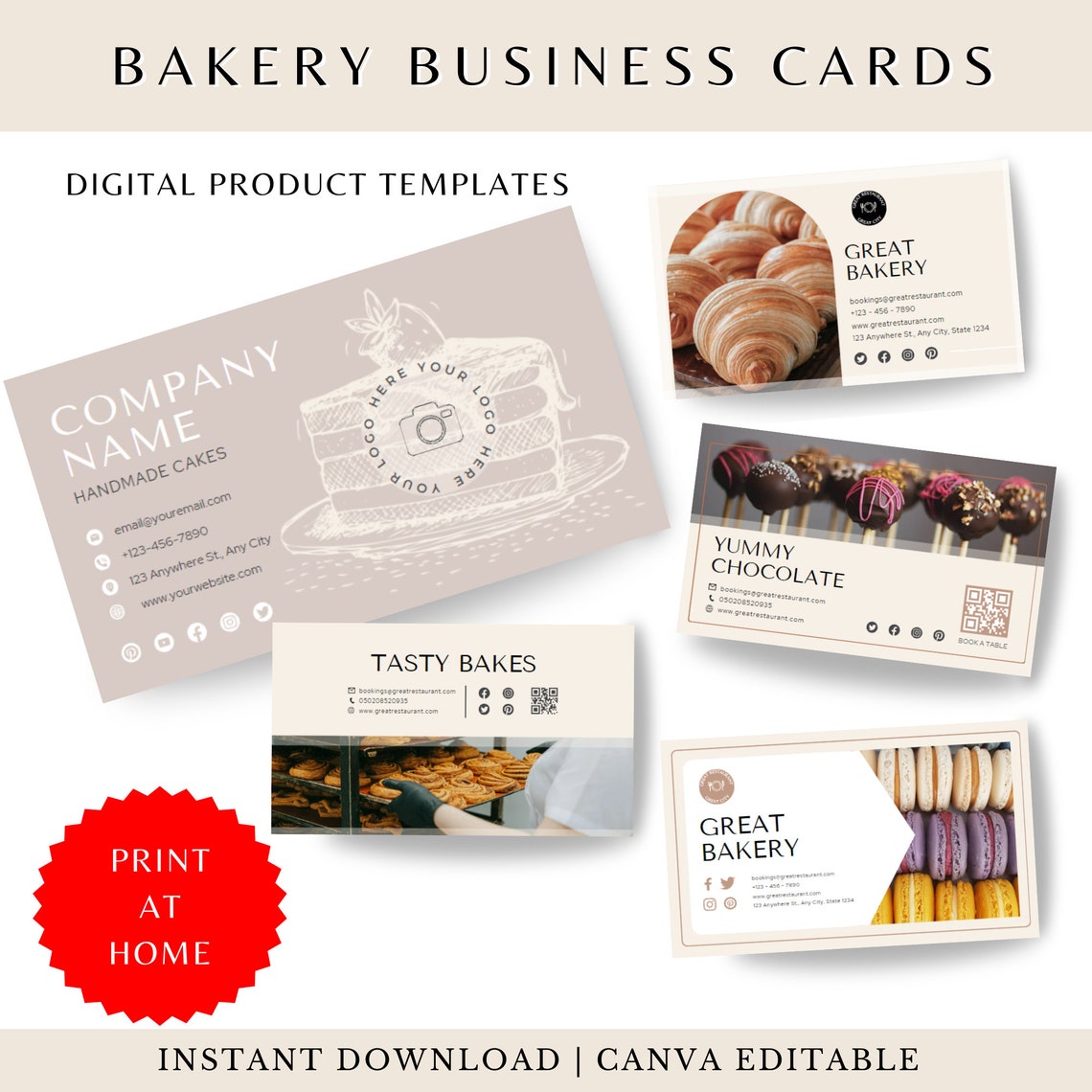 200 + Bakery Bundle Templates, Editable Canva Templates , Instant ...