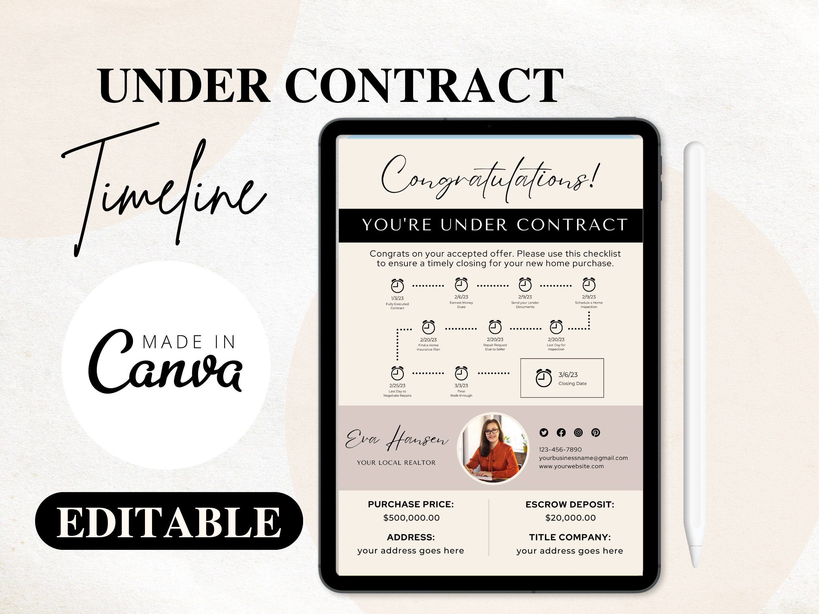Under Contract Checklist for Real Estate - Etsy