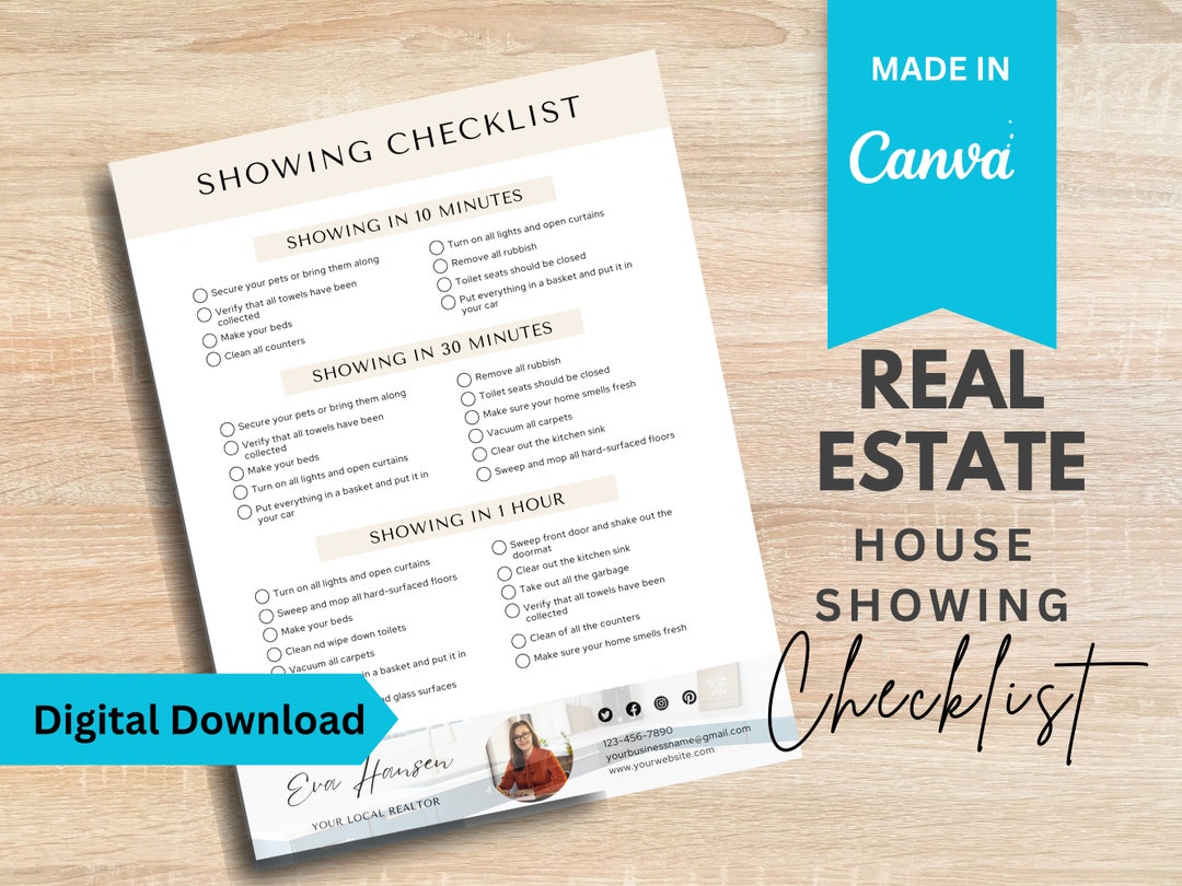 Home Showing Checklist for Real Estate - Etsy