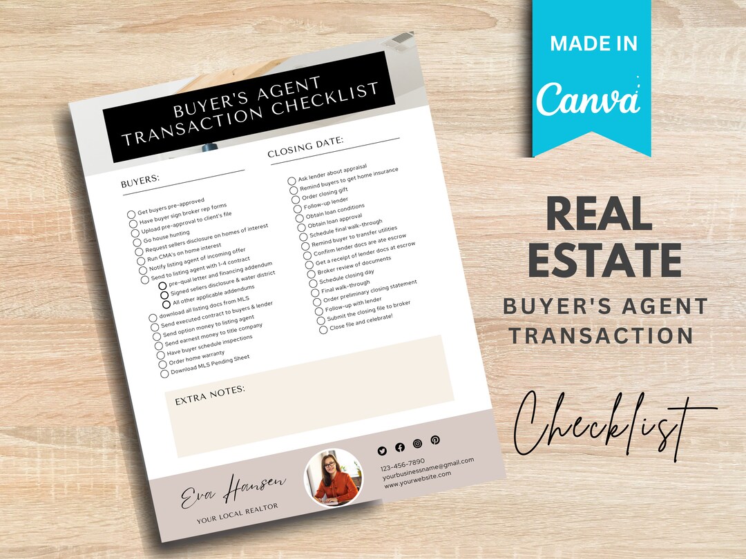 Buyer's Agent Transaction Checklist - Etsy