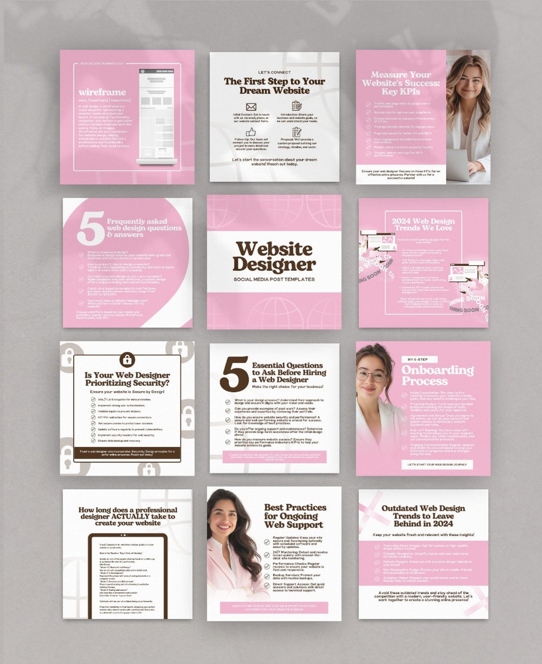 Web Designer Social Media Templates, Editable Canva Web Design Posts ...