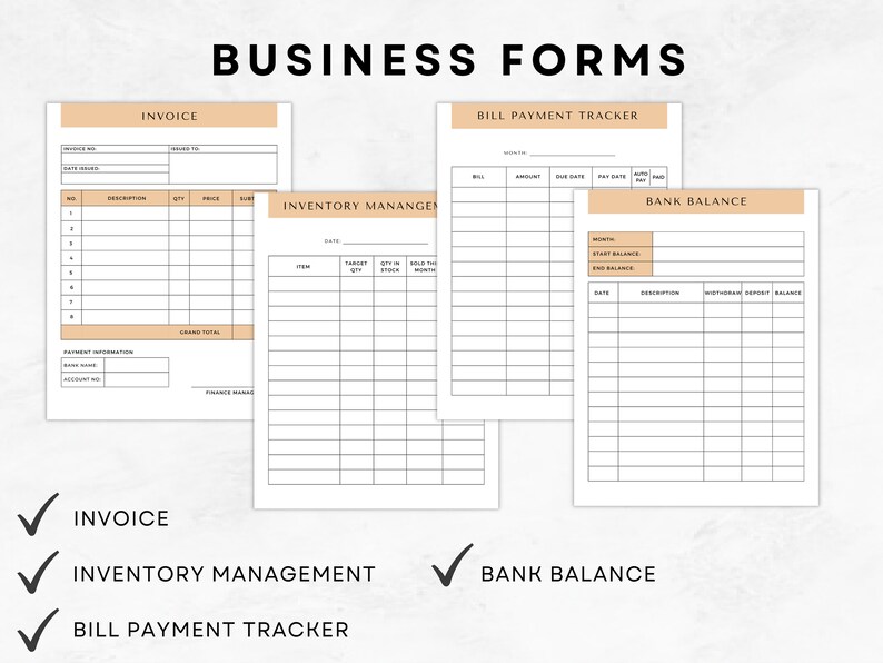 Small Business Forms Bundle Quote Receipt Inventory Invoice Template ...
