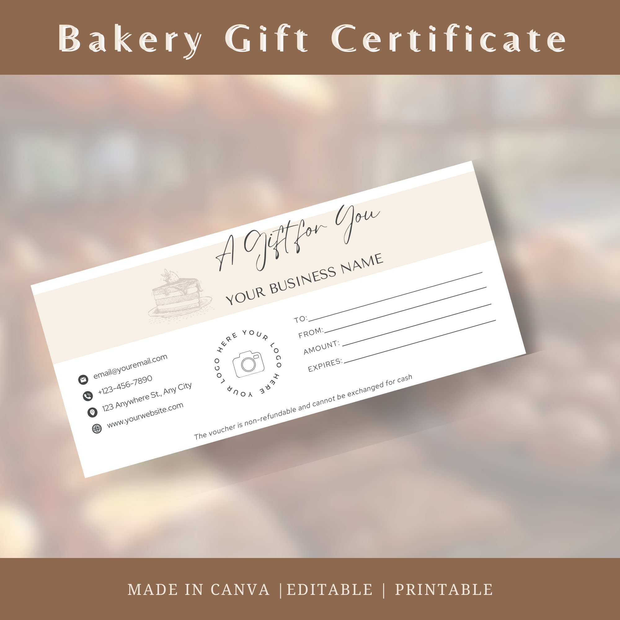 Canva Bakery Gift Certificate Template, Editable Baker Gift Card ...