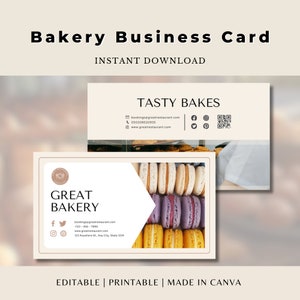 Bakery Business Cards Template, Bread and Cupcake Branding for Pastry ...