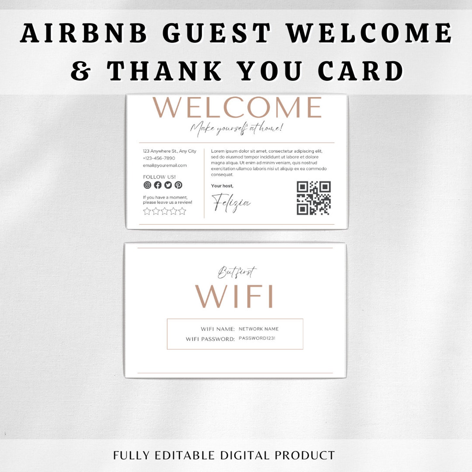 Airbnb Guest Welcome Card Thank You Card VRBO Visitor Greeting Home ...