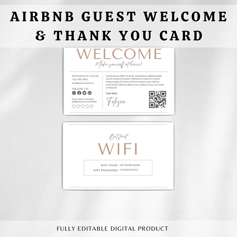 Airbnb Guest Welcome Card Thank You Card VRBO Visitor Greeting Home ...