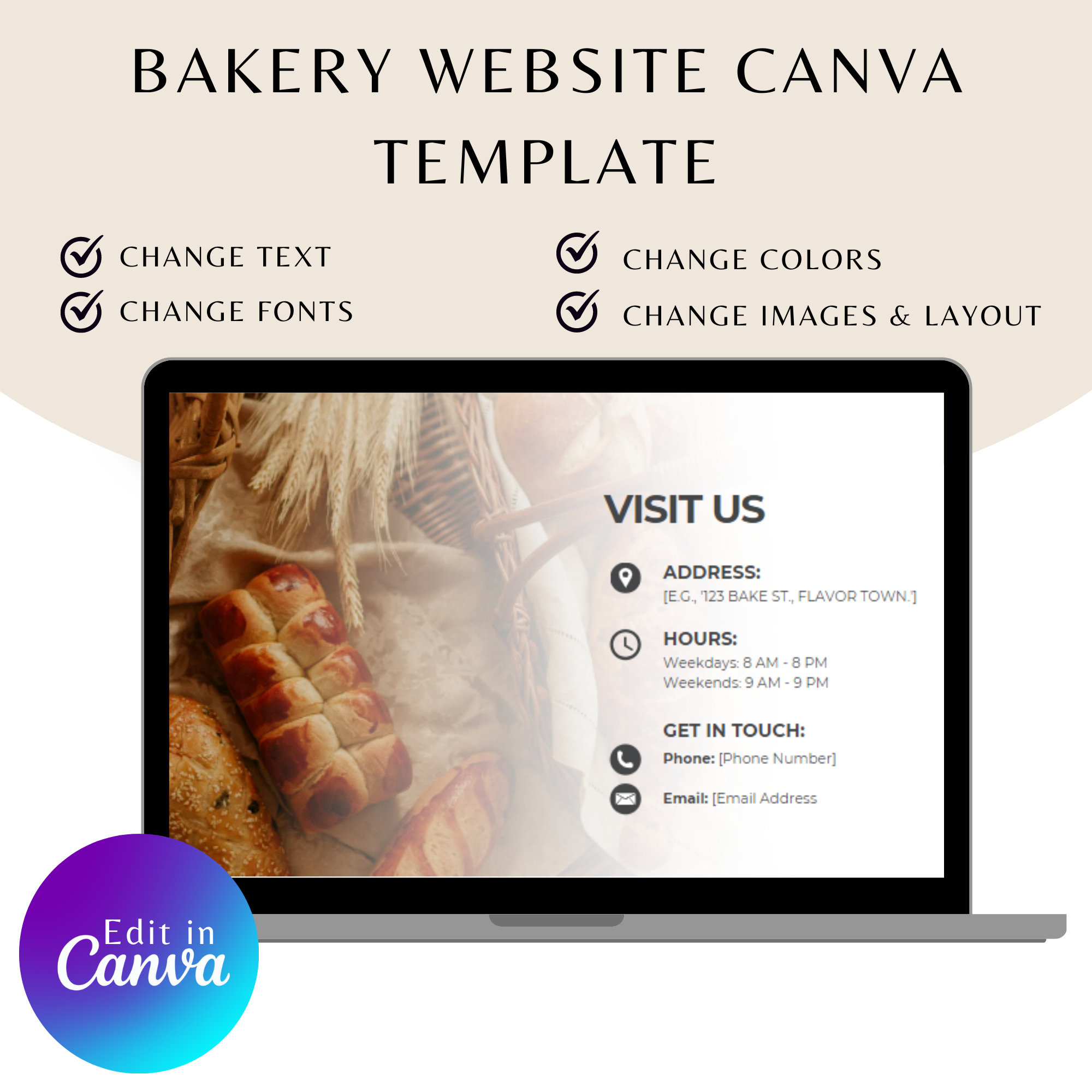 200 + Bakery Bundle Templates, Editable Canva Templates , Instant ...