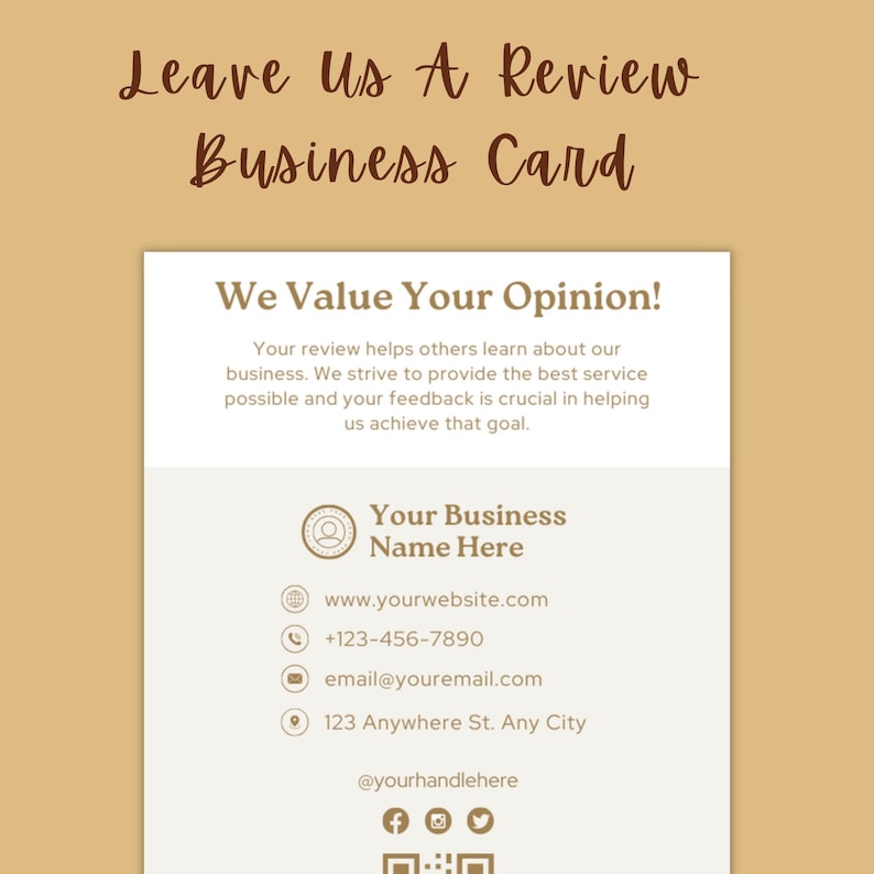 Canva Template QR Code Review Business Card, DIY Scannable Thank You ...