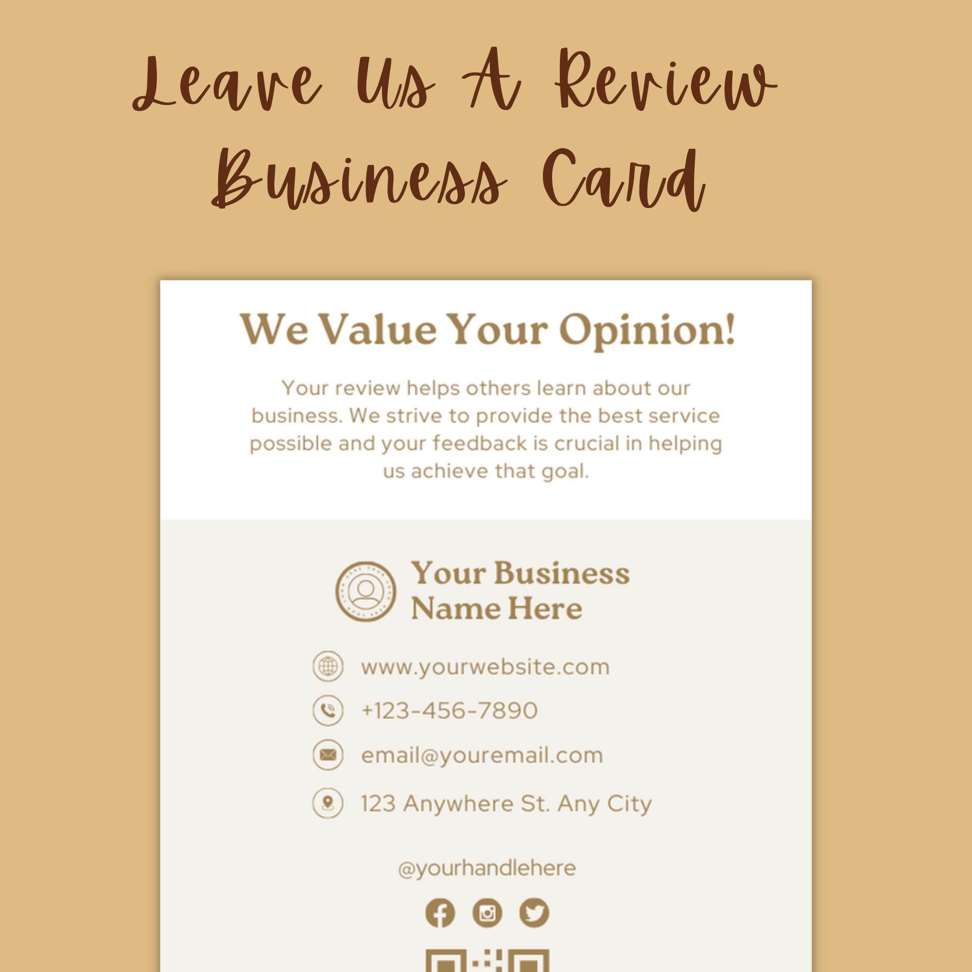 Canva Template QR Code Review Business Card, DIY Scannable Thank You ...
