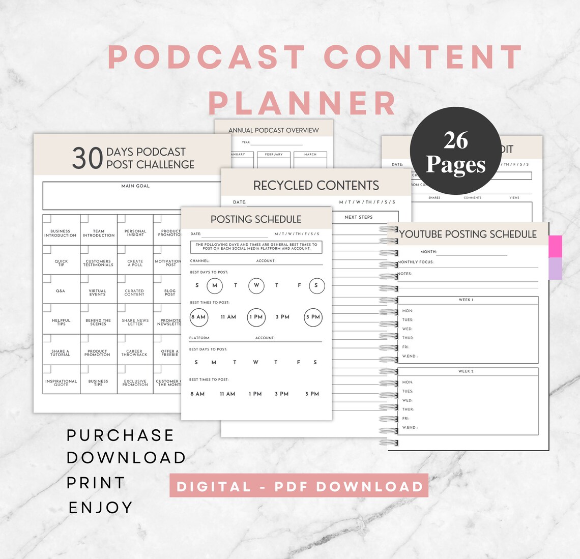 Podcast Episode Planner Pod Cast Episode Launch Plan Content Planning ...