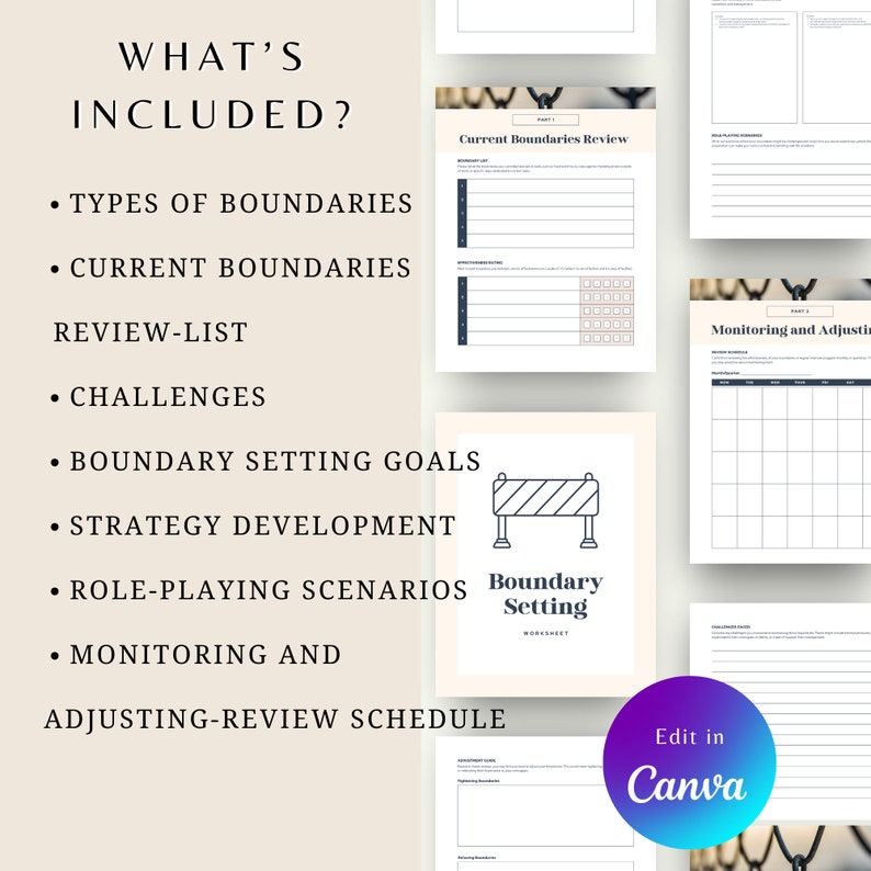 Boundary Setting Worksheet, Self Help Work Sheet , Self-care Printable ...