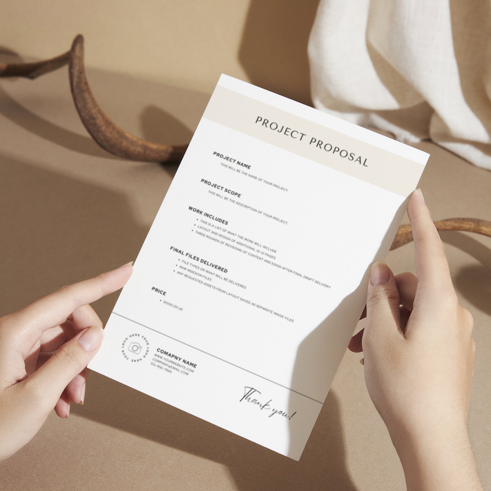 Minimal Project Proposal Template One Page Professional Proposal ...