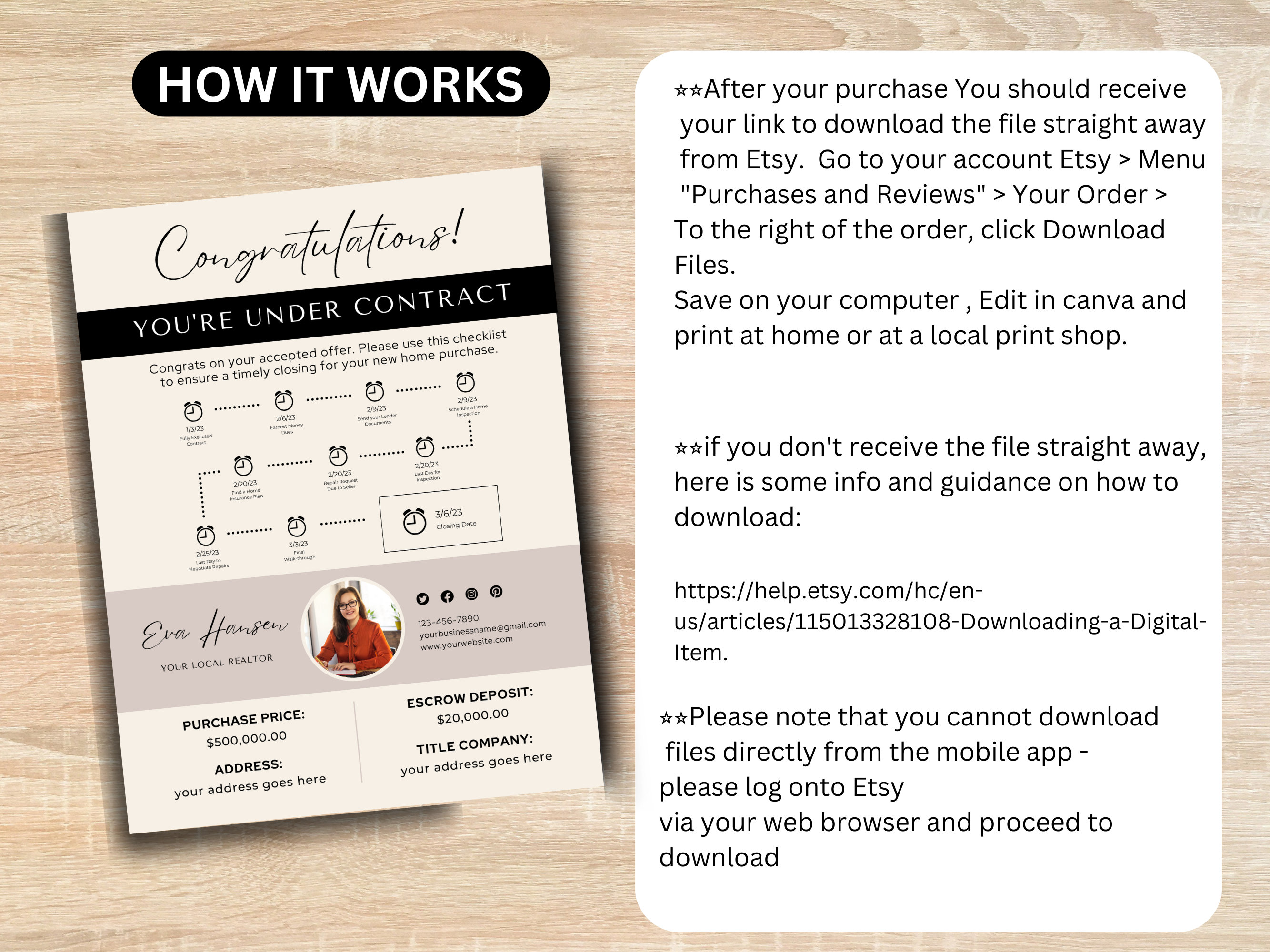 Under Contract Checklist for Real Estate - Etsy