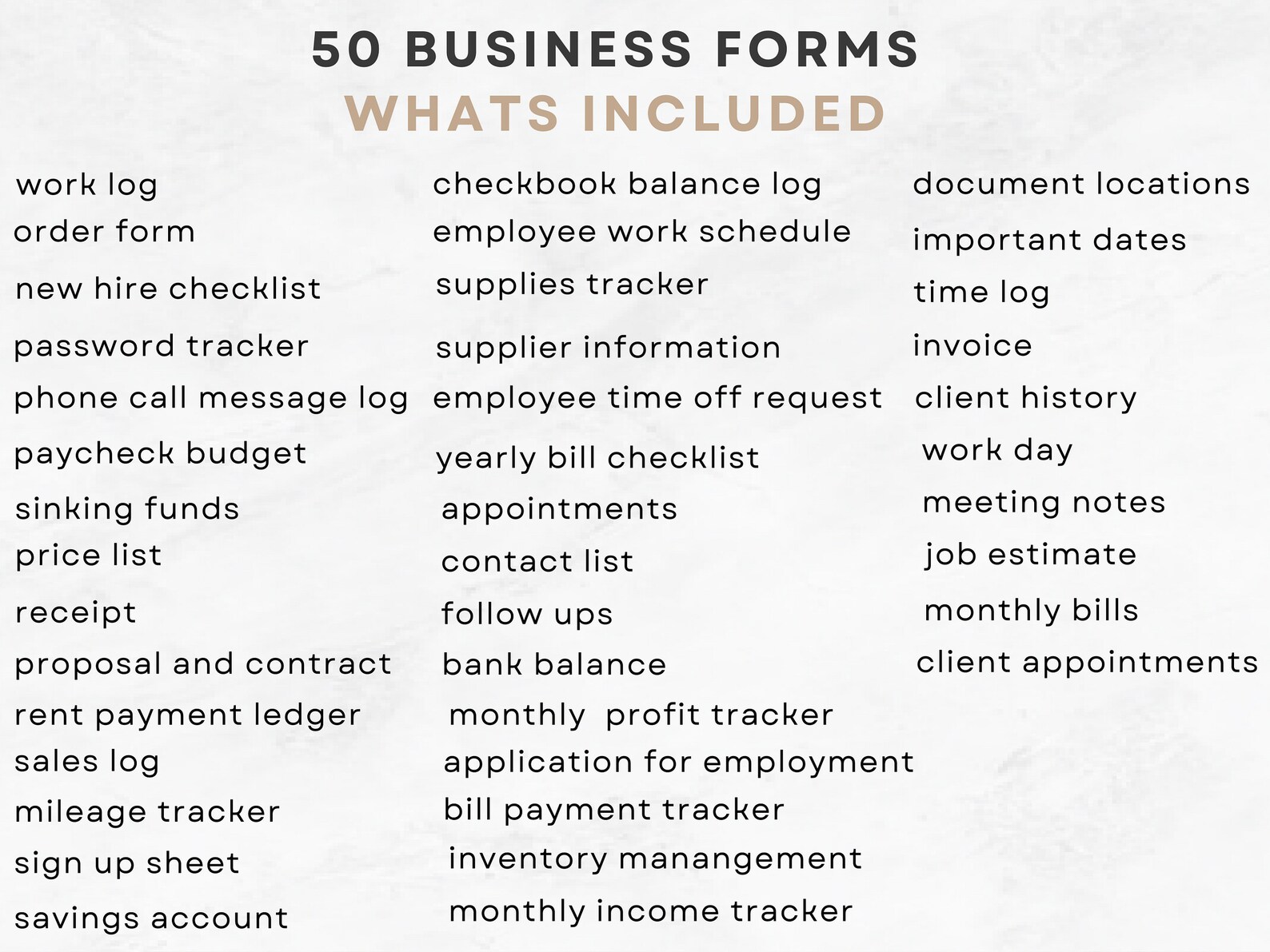 Small Business Forms Bundle Quote Receipt Inventory Invoice Template ...