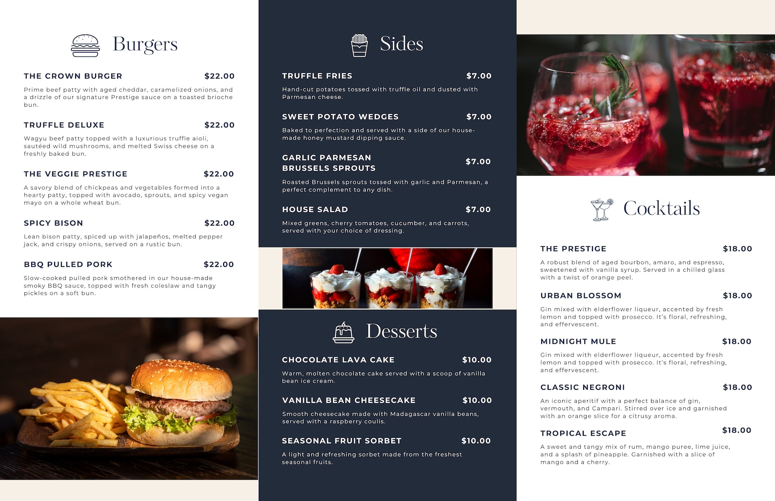 Brochure Menu Canva Template Customizable Template 2-page Menu Layout ...