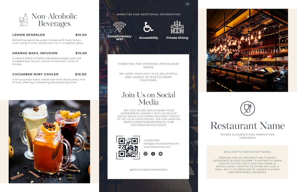 Brochure Menu Canva Template Customizable Template 2-page Menu Layout ...